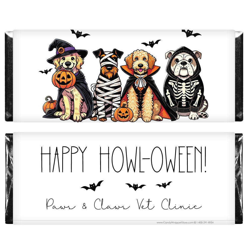Happy Howl-oween Dog Costumes Candy Bar Wrapper – Candy Wrapper Store