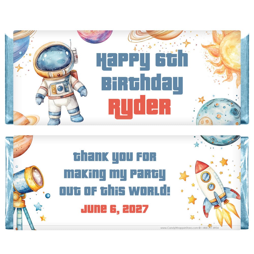 Space Theme Birthday Candy Bar Wrapper – Candy Wrapper Store