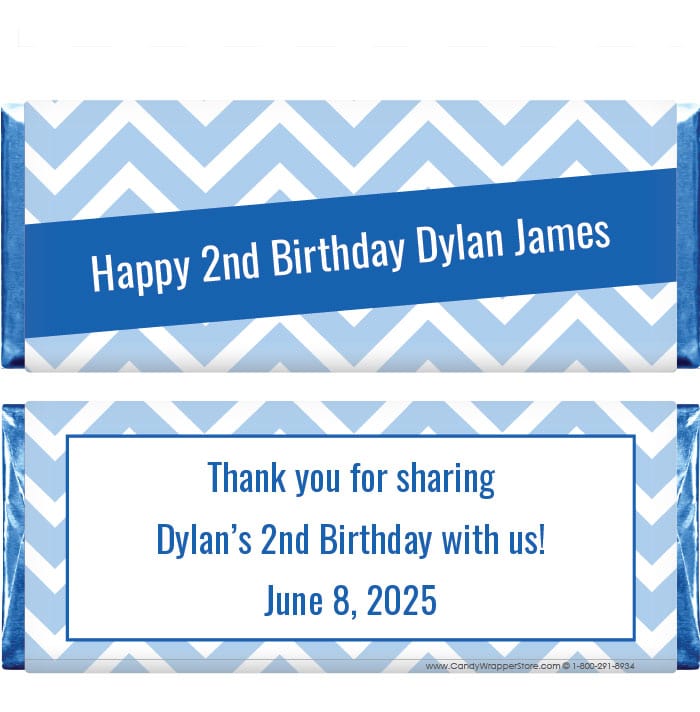 Blue Chevron Birthday Candy Bar Wrappers – Candy Wrapper Store