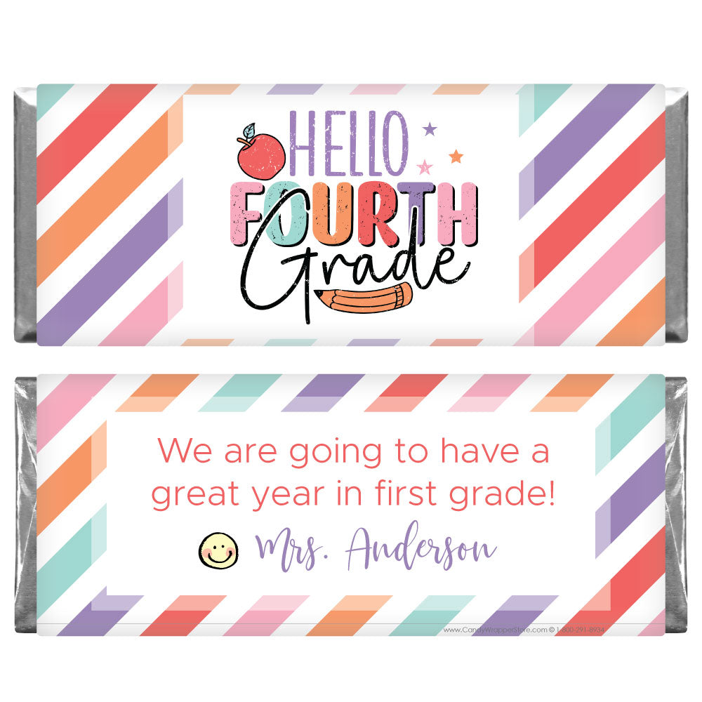 Hello Fourth Grade Back to School Candy Bar Wrapper – Candy Wrapper Store