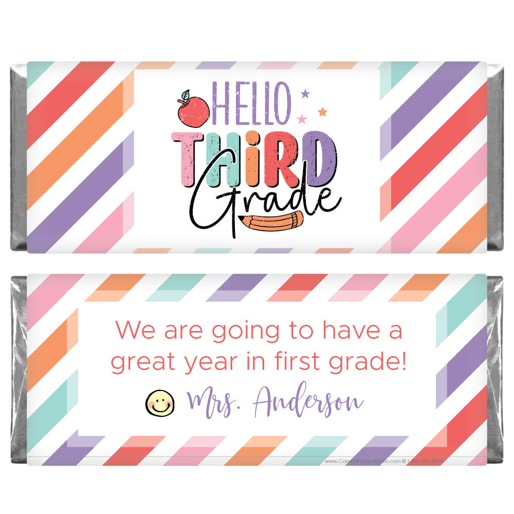 Hello Third Grade Back to School Candy Bar Wrapper – Candy Wrapper Store