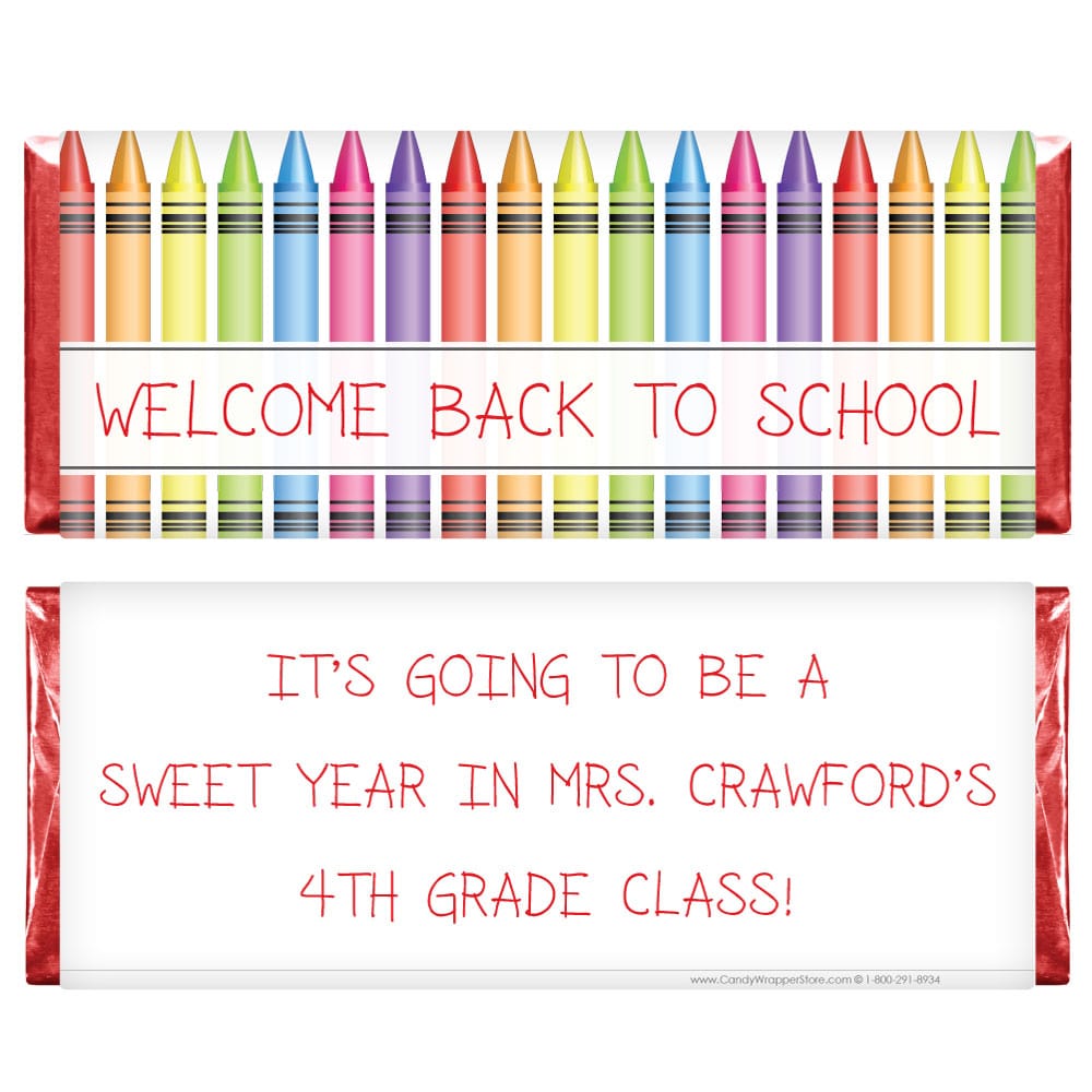 Color Crayons Back to School Candy Bar Wrapper – Candy Wrapper Store