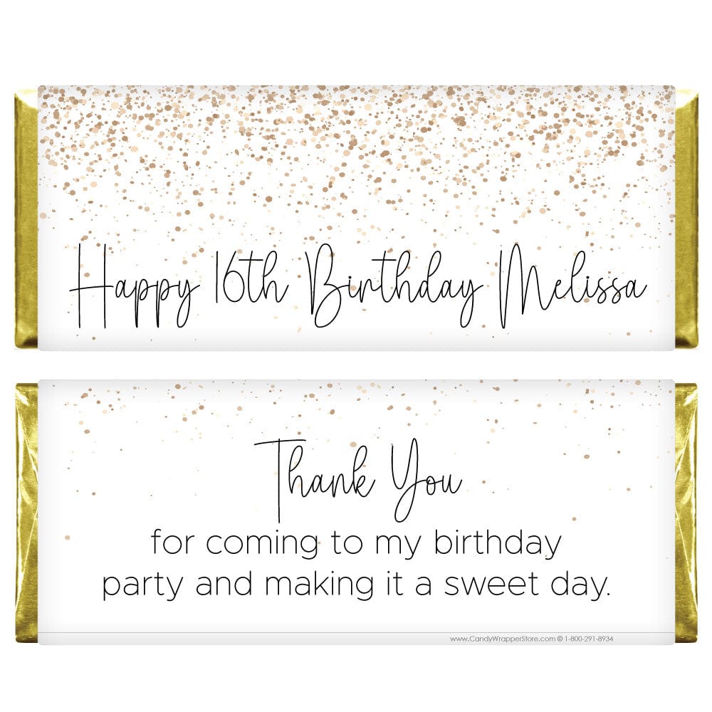 Falling Glitter Personalized Birthday Candy Bar Wrapper – Candy Wrapper ...