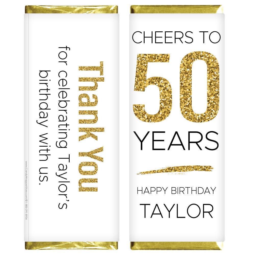 Gold Glitter Age Vertical Personalized Birthday Candy Bar Wrapper ...