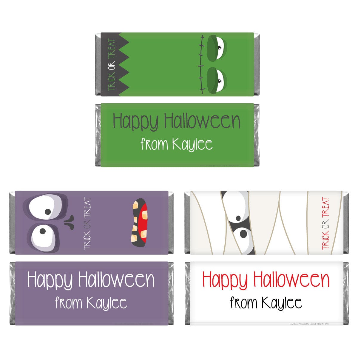 Halloween Monsters Candy Bar Wrapper - Set of 3 designs – Candy Wrapper ...