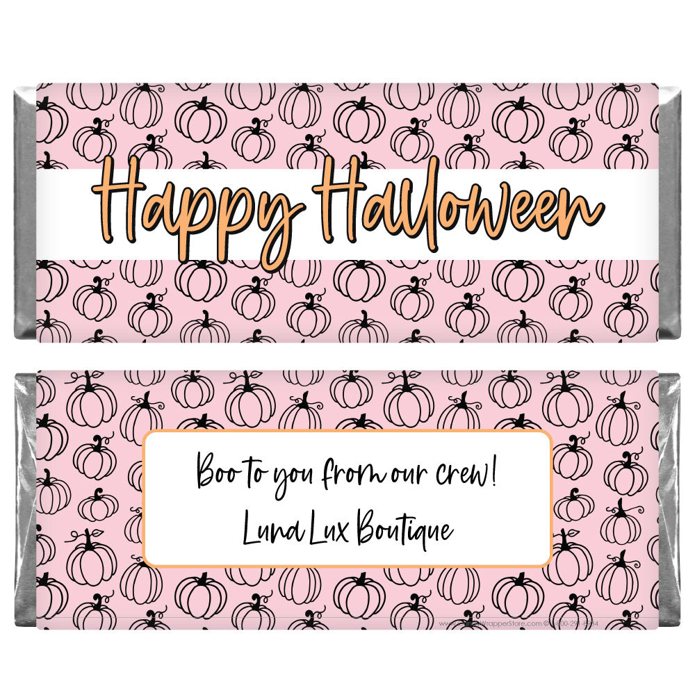 Happy Halloween Pink Pumpkins Candy Bar Wrapper – Candy Wrapper Store