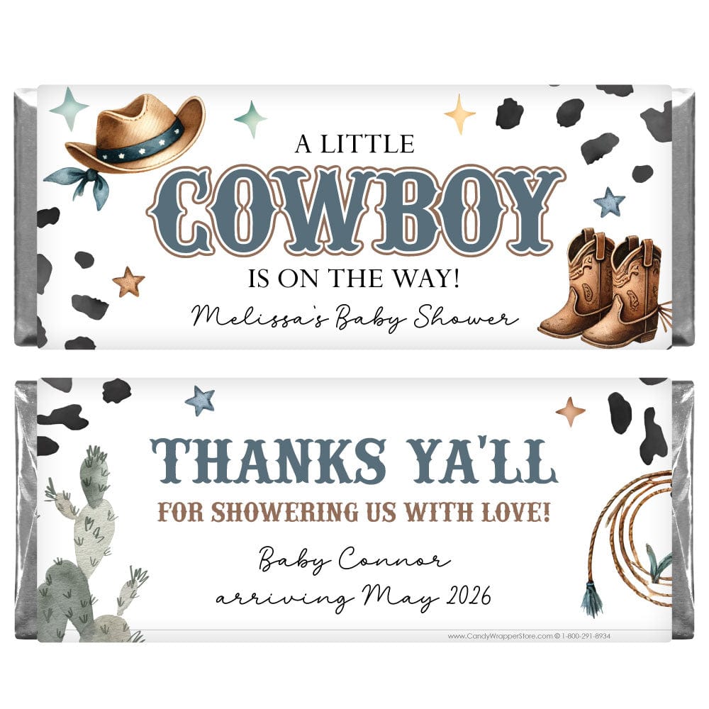 Little Cowboy Baby Shower Candy Bar Wrappers – Candy Wrapper Store