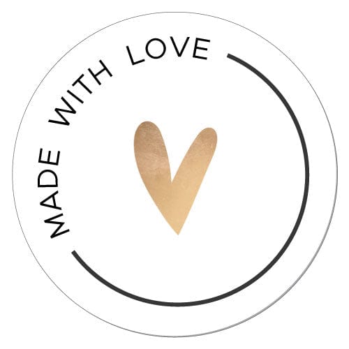 Made with Love Round Stickers with Gold Heart – Candy Wrapper Store