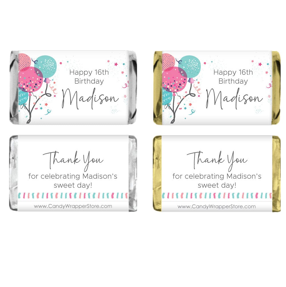 Miniature Miniature Birthday Balloons Personalized Candy Bar Wrapper ...