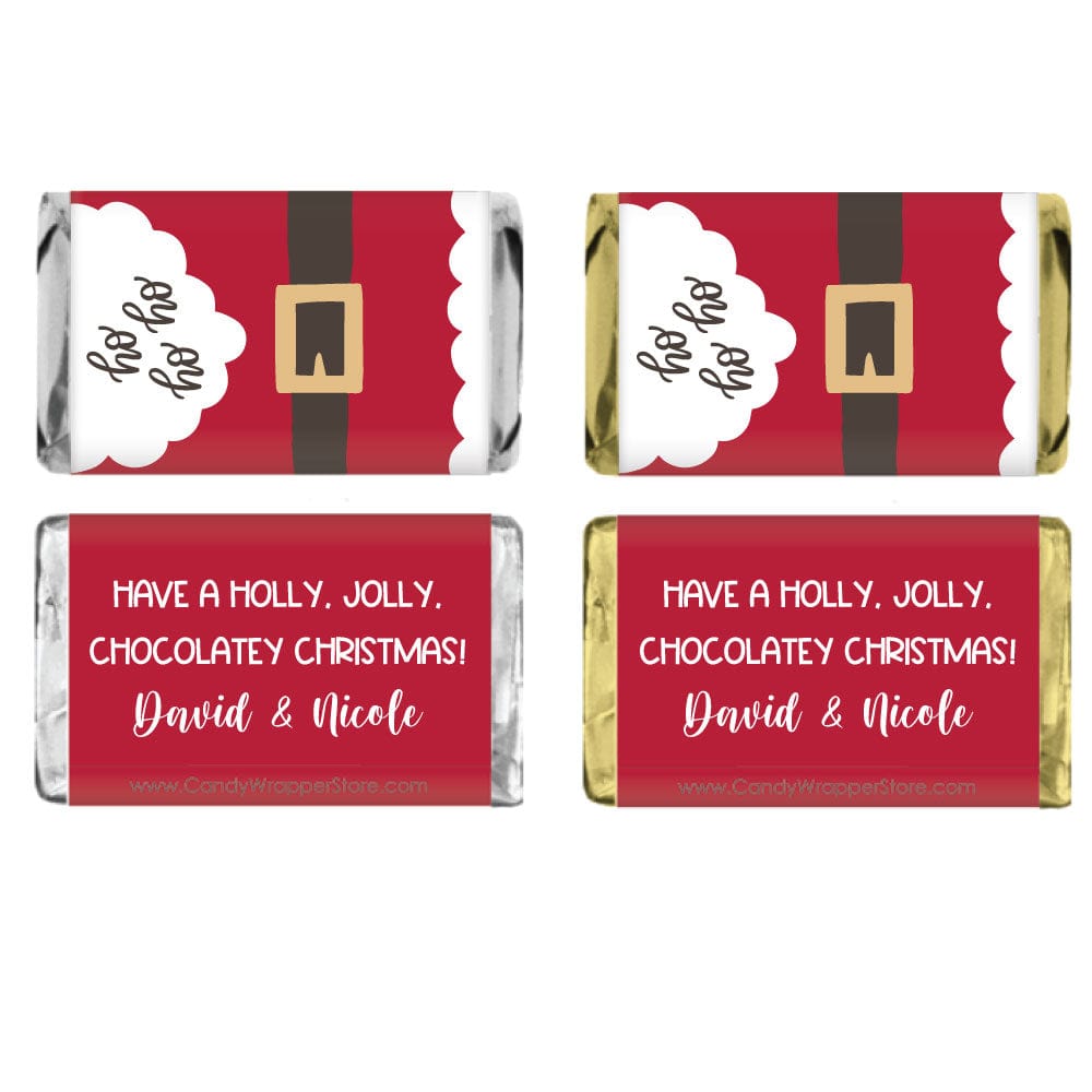Miniature Santa Ho Ho Ho Personalized Candy Bar Wrapper – Candy Wrapper ...