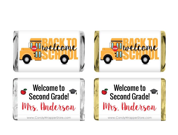 Miniature Welcome Back to School Bus Candy Bar Wrapper – Candy Wrapper ...
