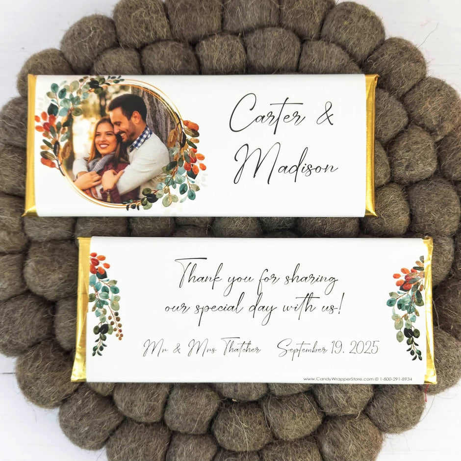 Wedding Themed Regular Sized Chocolate Candy Bar Wrappers with Photos ...