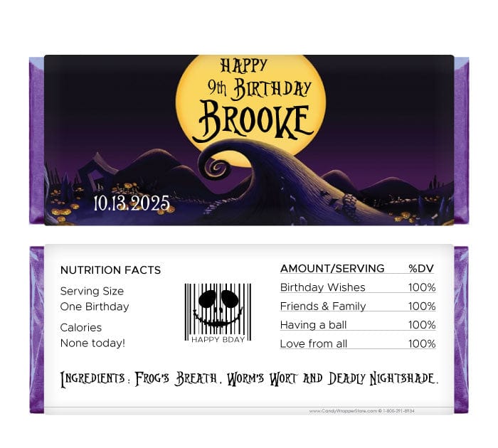 Nightmare Before Christmas Birthday Personalized Candy Bar Wrapper ...