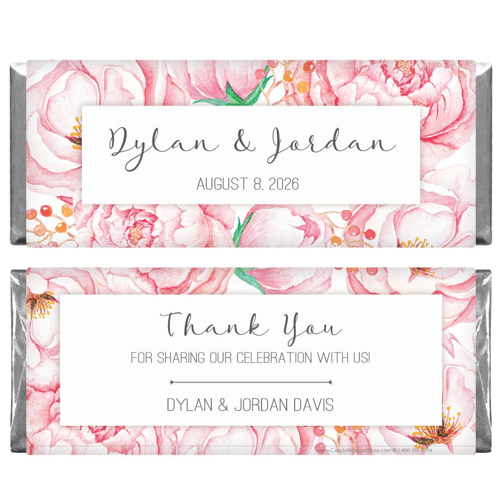 Pink Peony Wedding Candy Bar Wrappers – Candy Wrapper Store