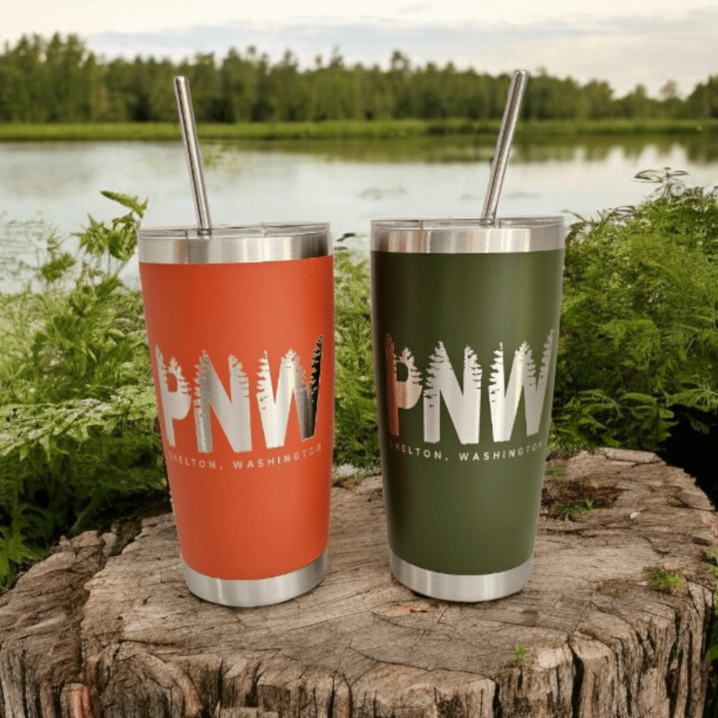PNW Trees with optional City Name Tumbler – Candy Wrapper Store
