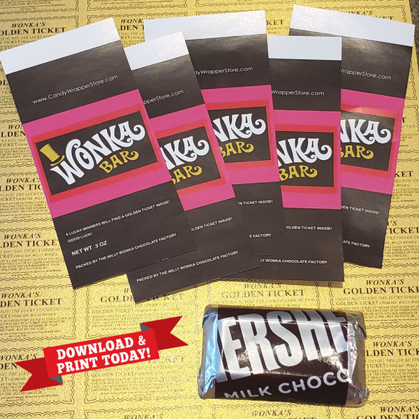 PRINTABLE - Miniature Wonka Bar Candy Wrappers and Mini Golden Tickets ...