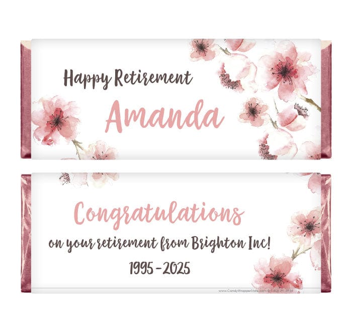 Pink Cherry Blossom Retirement Candy Bar Wrapper – Candy Wrapper Store