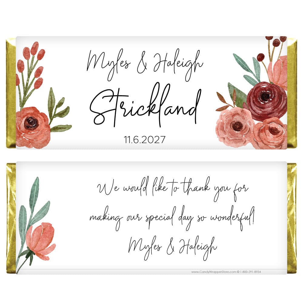 Rust Roses Wedding Candy Bar Wrappers – Candy Wrapper Store