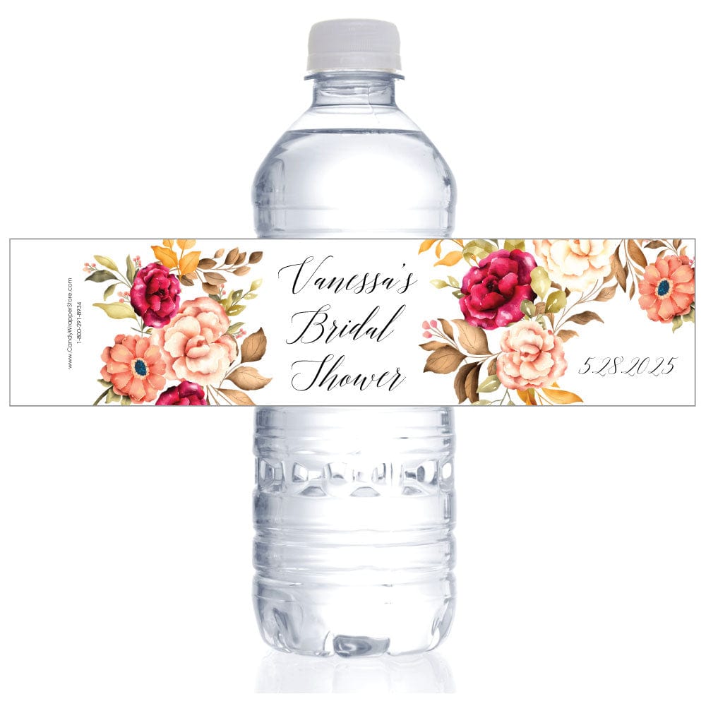 Vintage Floral and Leaves Bridal Shower Water Bottle Labels – Candy ...
