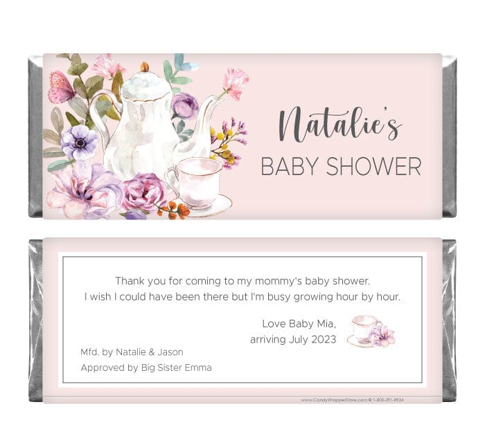 Vintage Floral Tea Party Baby Shower Candy Bar Wrappers – Candy Wrapper ...