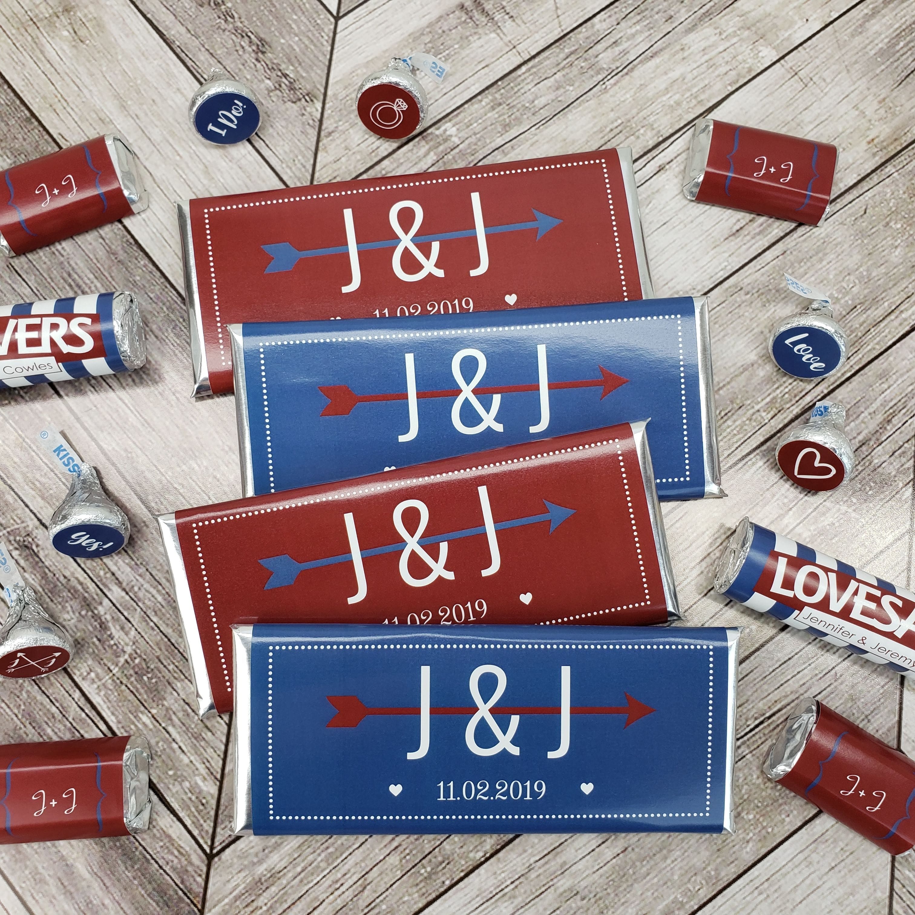 Arrow and Initials Wedding Candy Bar Wrapper – Candy Wrapper Store
