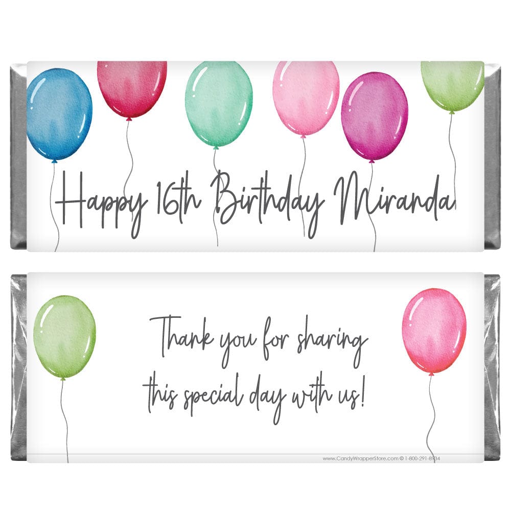 Watercolor Balloons Birthday Candy Bar Wrapper – Candy Wrapper Store