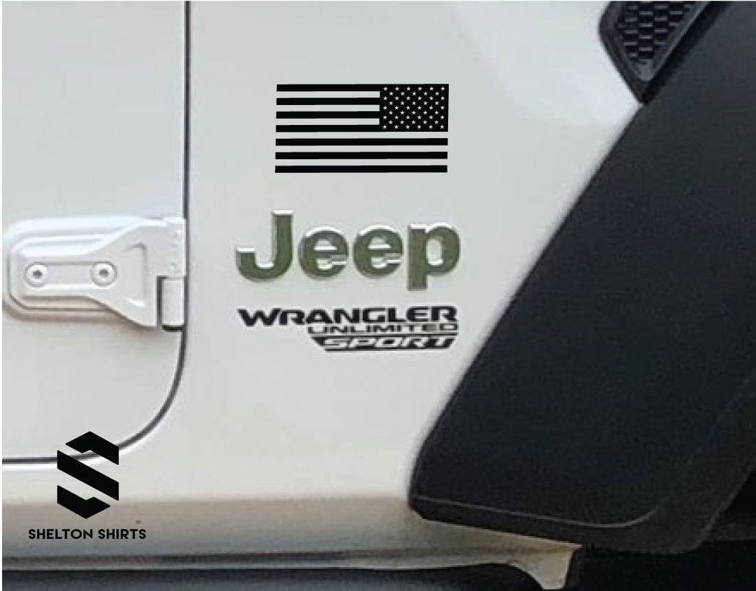 American Flag Matte Black 2 Vinyl Decal Stickers for Left and Right Si ...