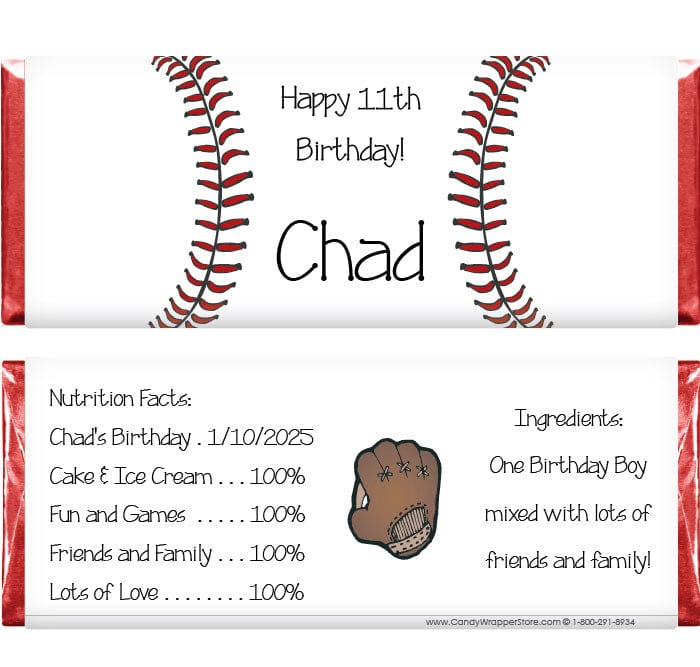 Baseball Birthday Candy Bar Wrappers – Candy Wrapper Store