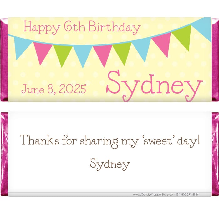 Birthday Bunting Flags Candy Bar Wrapper – Candy Wrapper Store