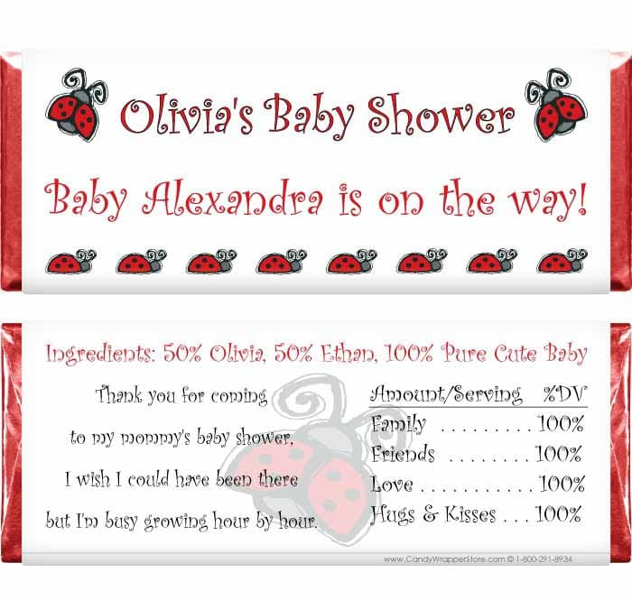 Baby Shower Ladybug Candy Bar Wrappers – Candy Wrapper Store
