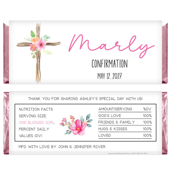 Floral Wooden Cross Religious Candy Bar Wrappers – Candy Wrapper Store