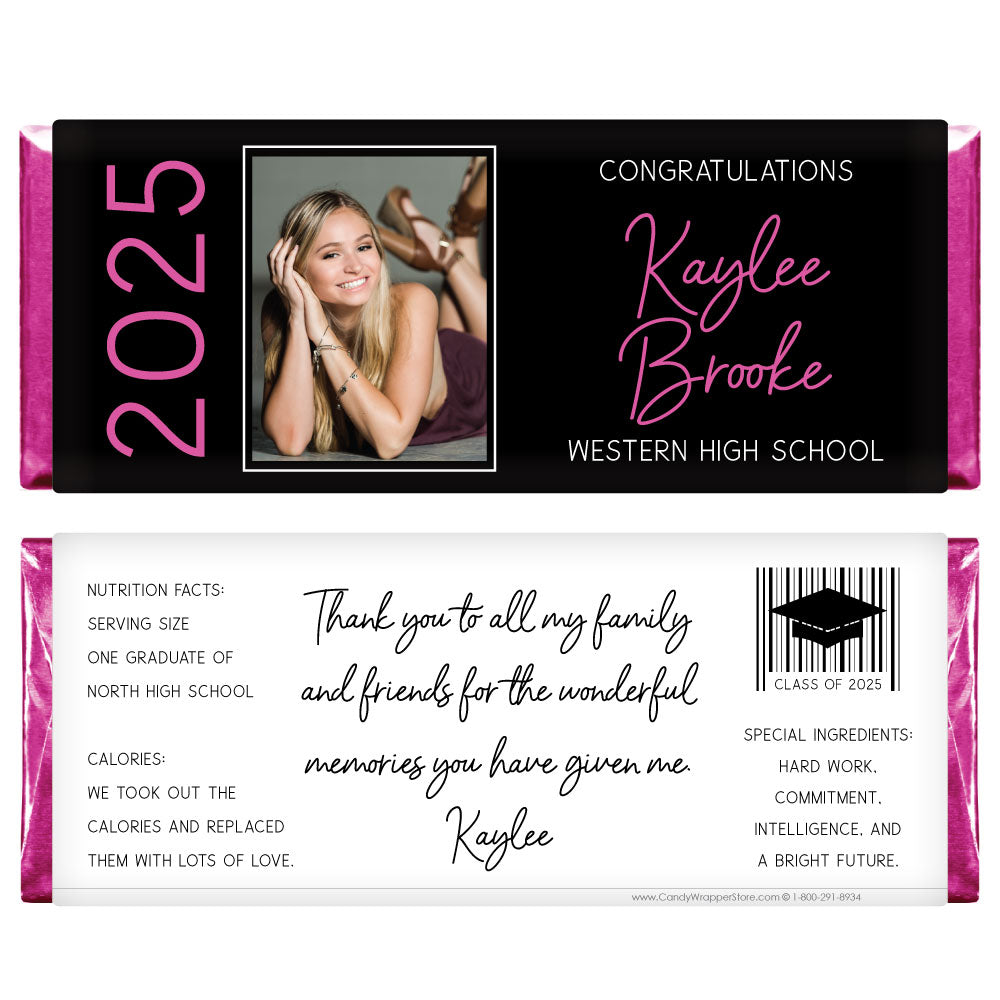 Graduation Modern Girl Photo Candy Bar Wrappers – Candy Wrapper Store