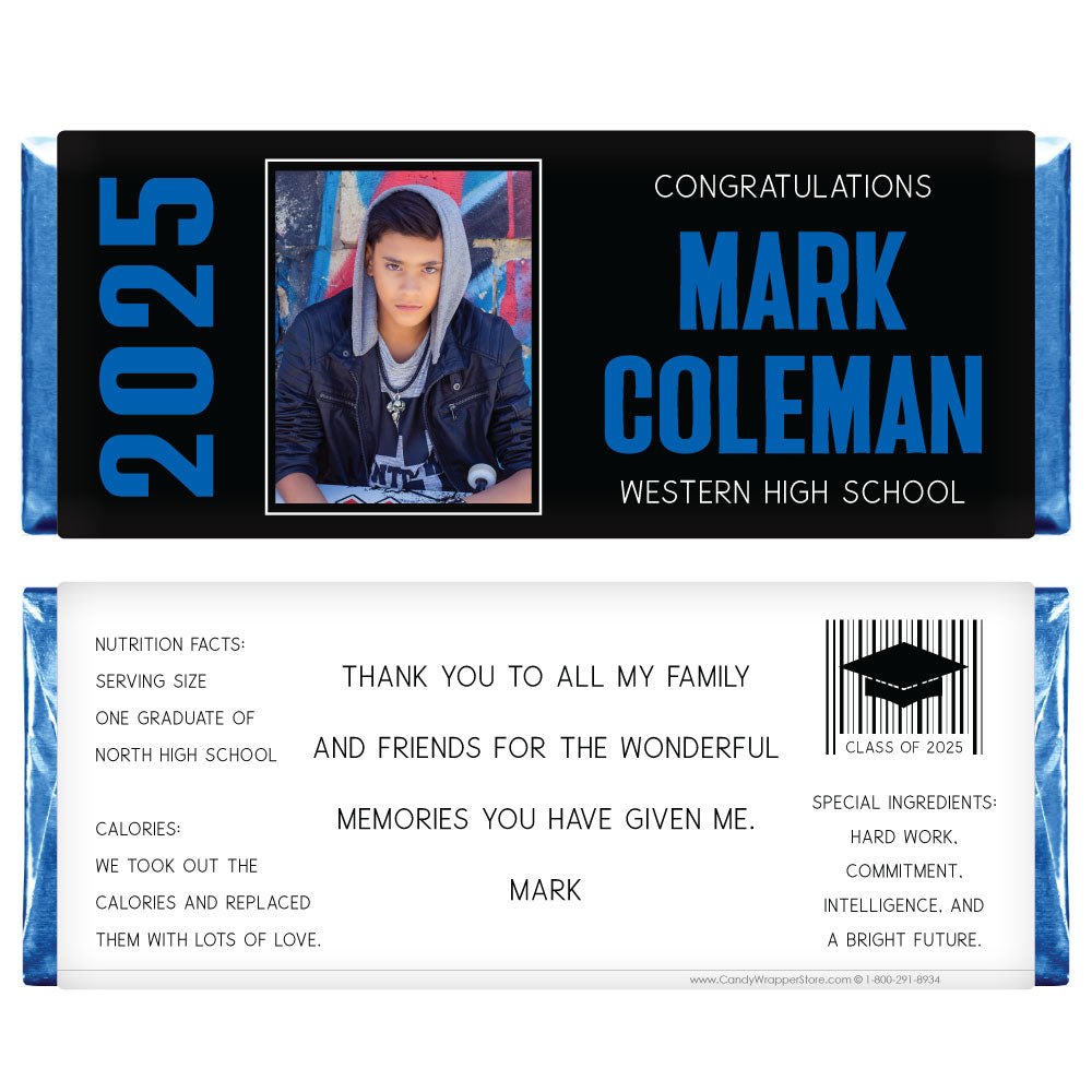 Graduation Modern Guy Photo Candy Bar Wrappers – Candy Wrapper Store