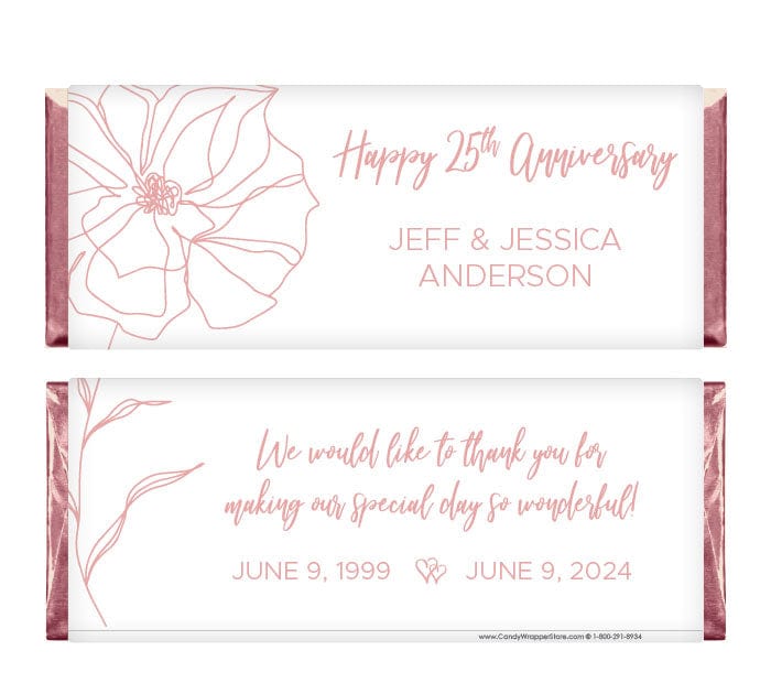 Line Drawn Flower Anniversary Candy Bar Wrapper – Candy Wrapper Store