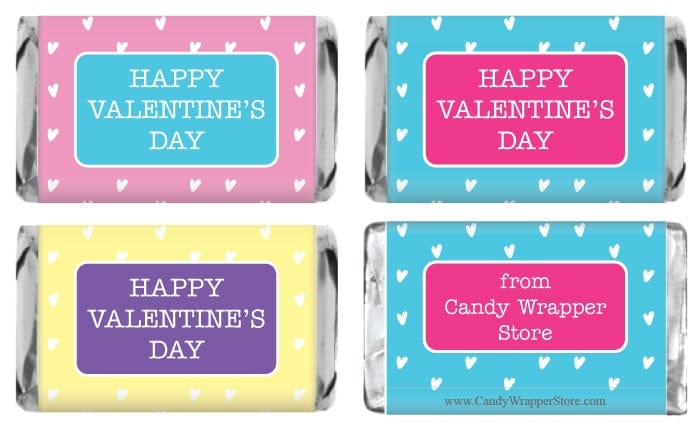 Scattered Hearts Valentines Day Miniature Hersheys Candy Bar Wrappers ...