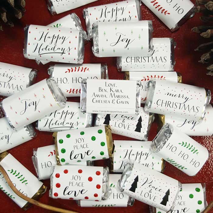 Set of 6 Christmas Designs Miniature Hershey's Candy Wrappers – Candy ...