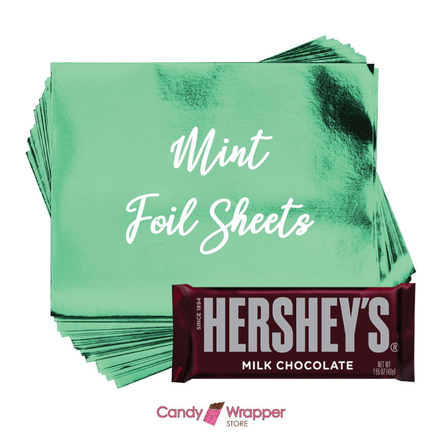 Bright Mint Green Foil Wrappers for Candy Bars - Candy Wrapper Store