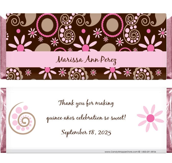 Quinceanera Pink and Brown Candy Bar Wrappers – Candy Wrapper Store