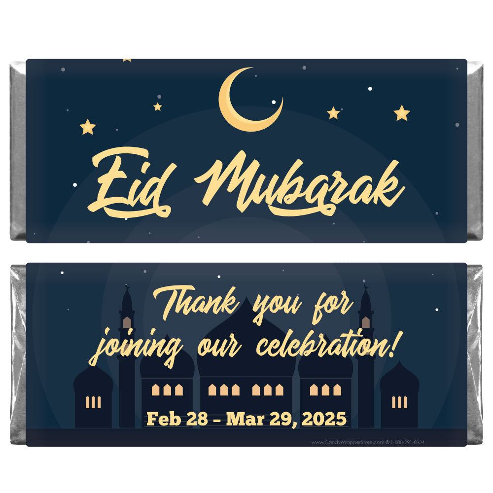 Eid Mubarak Crescent Moon Regular Size Wrappers – Candy Wrapper Store