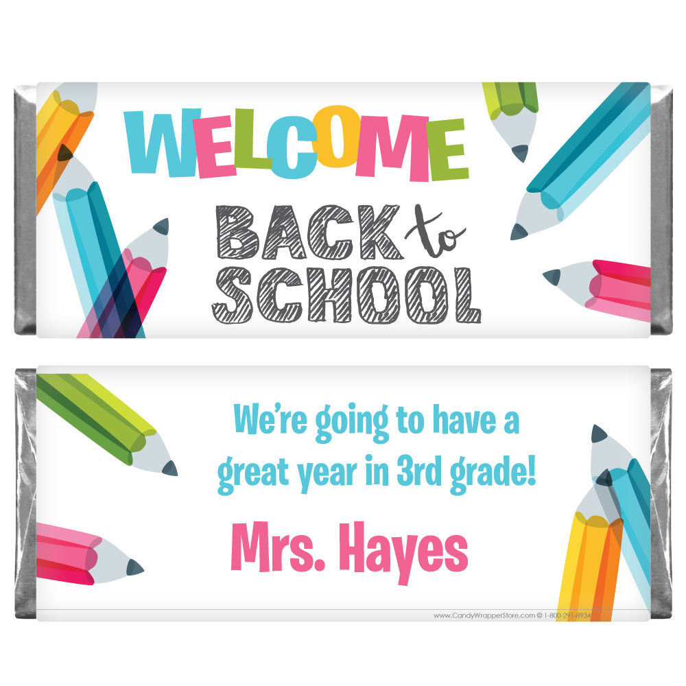 Welcome Back to School Colorful Pencils Candy Bar Wrapper – Candy ...