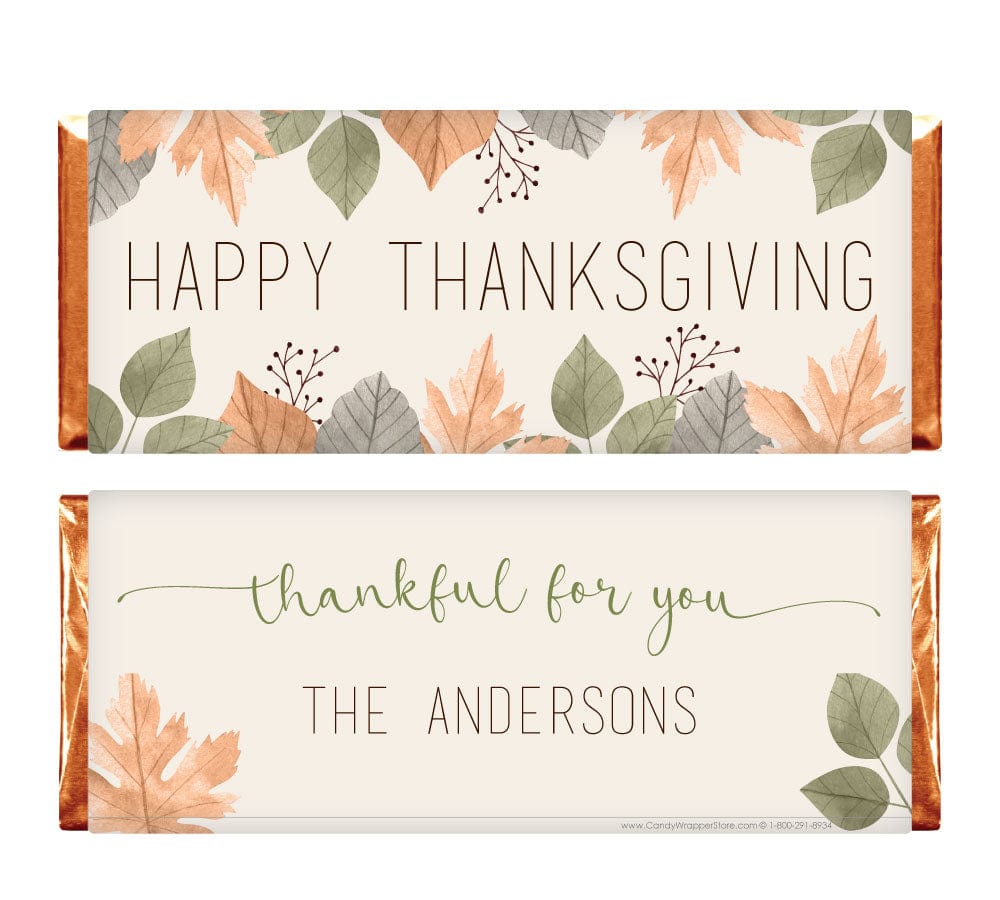 Watercolor Leaves Thanksgiving Candy Wrappers – Candy Wrapper Store