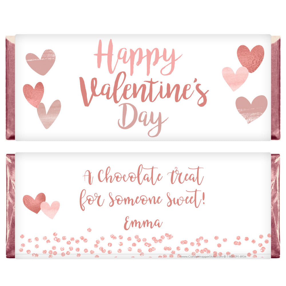 Rose Gold Hearts Valentine's Day Candy Bar Wrappers – Candy Wrapper Store