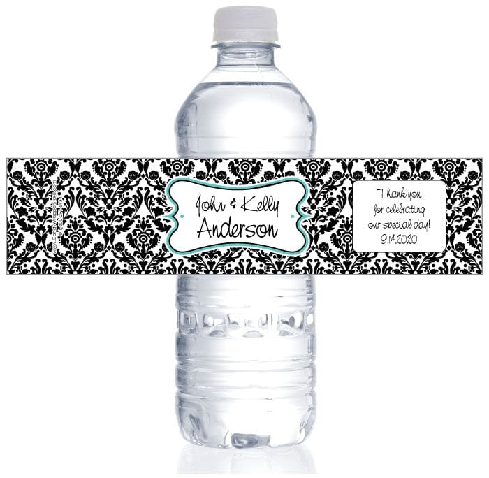 Damask Teal and Black Wedding Candy Bar Wrapper – Candy Wrapper Store