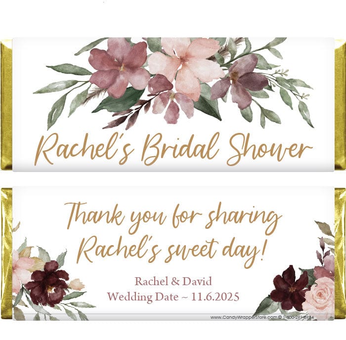 Floral Watercolor Bridal Shower Candy Bar Wrappers – Candy Wrapper Store