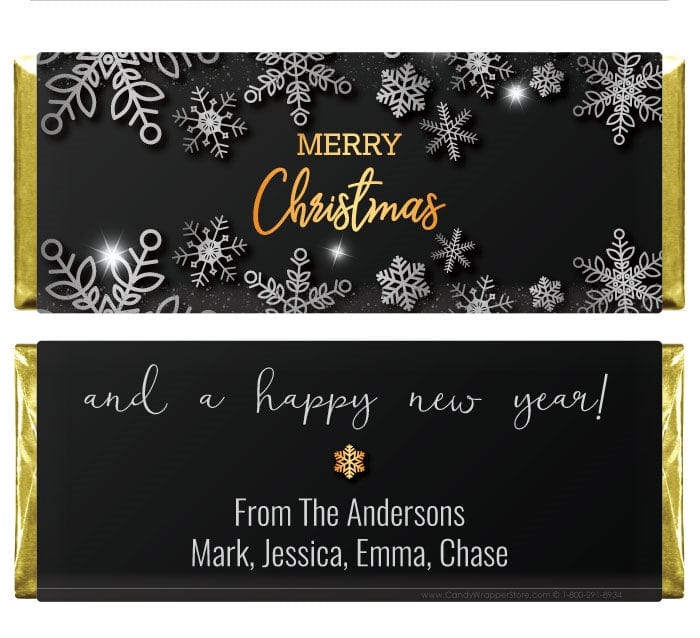 Silver and Gold Snowflake Christmas Candy Bar Wrapper – Candy Wrapper Store